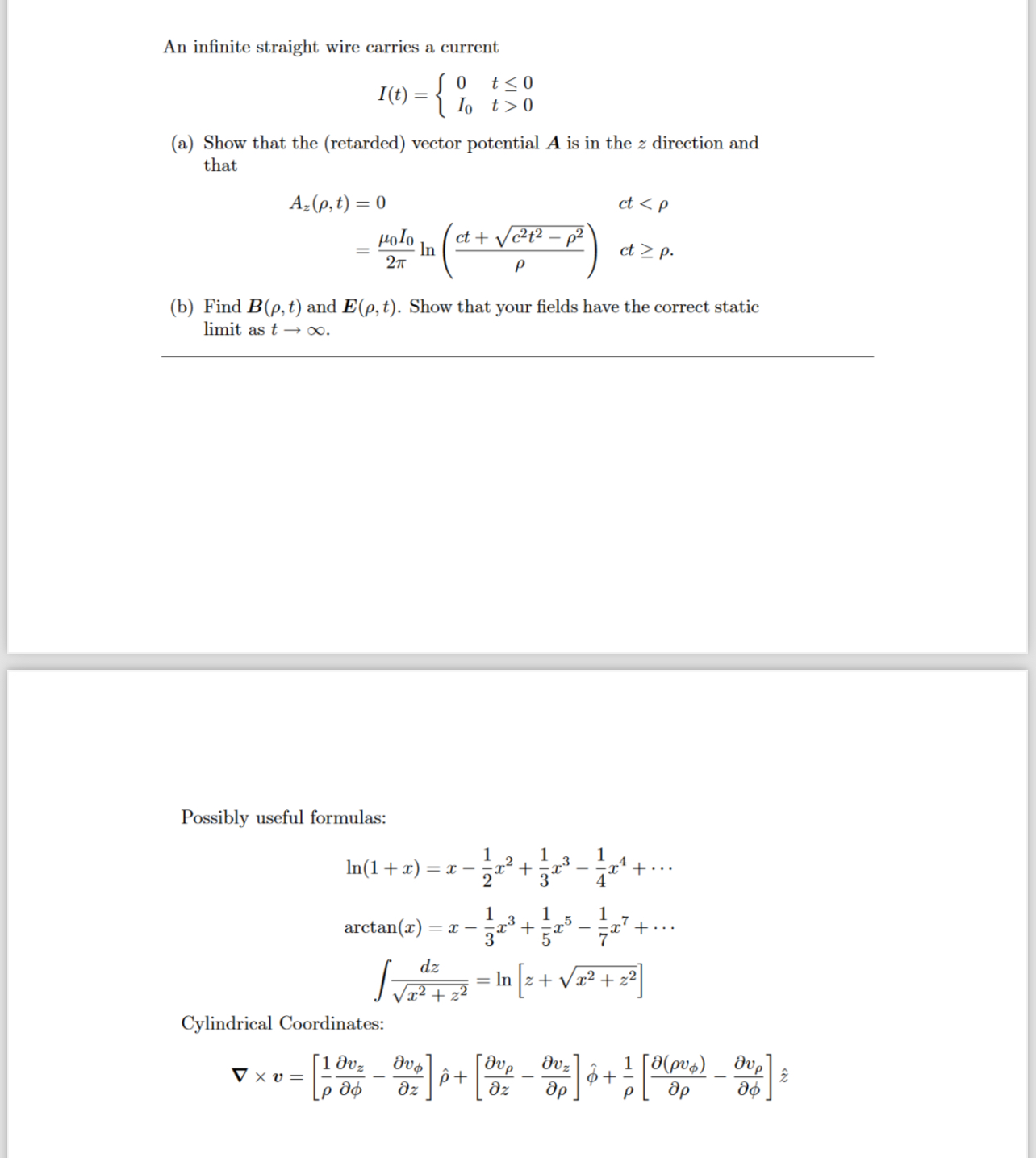 Solved An infinite straight wire carries a | Chegg.com