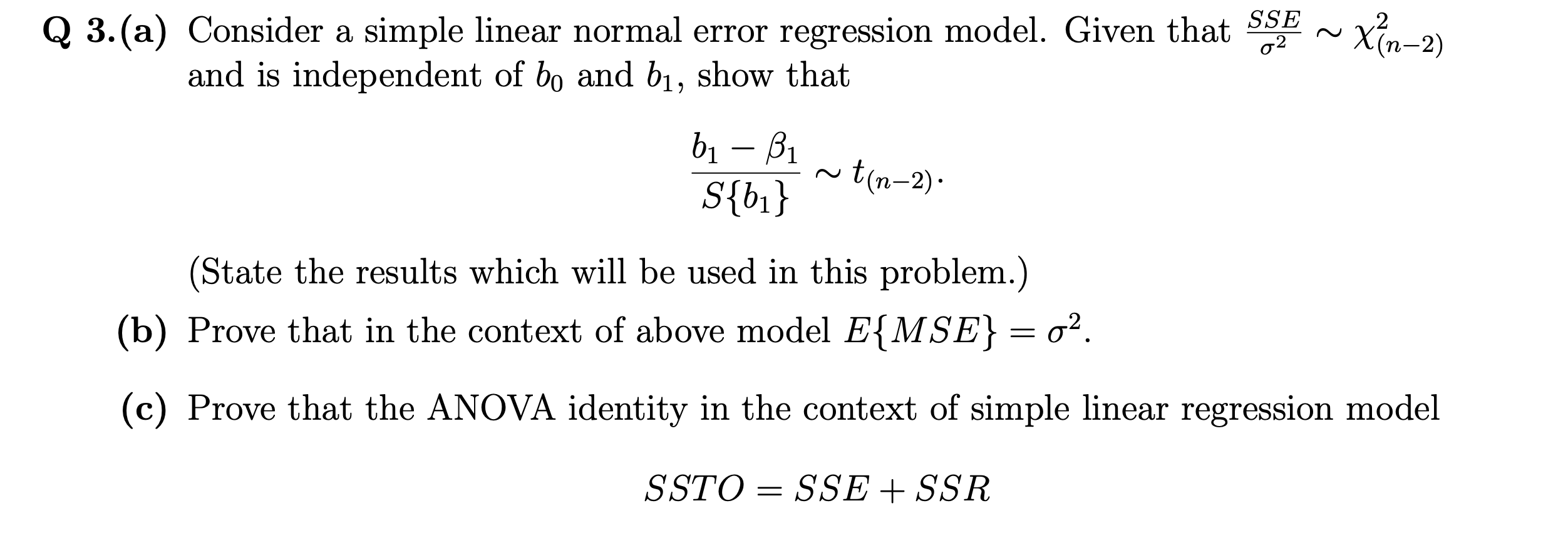 Solved Q 3. (a) ﻿Consider a simple linear normal error | Chegg.com