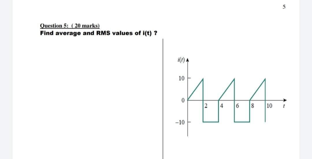 Solved Question 5: ( 20 marks) Find average and RMS values | Chegg.com Solved Question 5: ( 20 marks) Find average and RMS values | Chegg.com