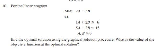 Solved 10. For the linear program Max s.t. | Chegg.com