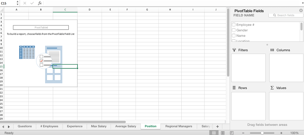 PivotTable Fields FIELD NAME Q Search fields Employee | Chegg.com