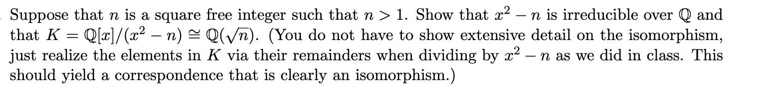 Solved Suppose that n is a square free integer such that n > | Chegg.com