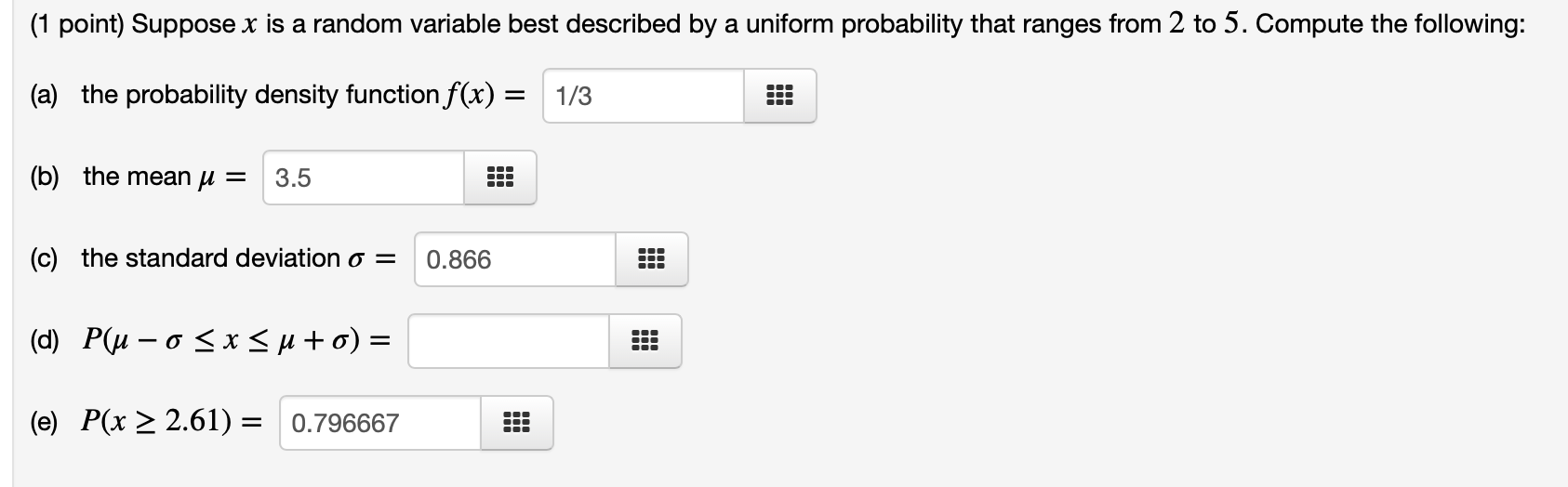 Solved (1 point) Suppose x is a random variable best | Chegg.com