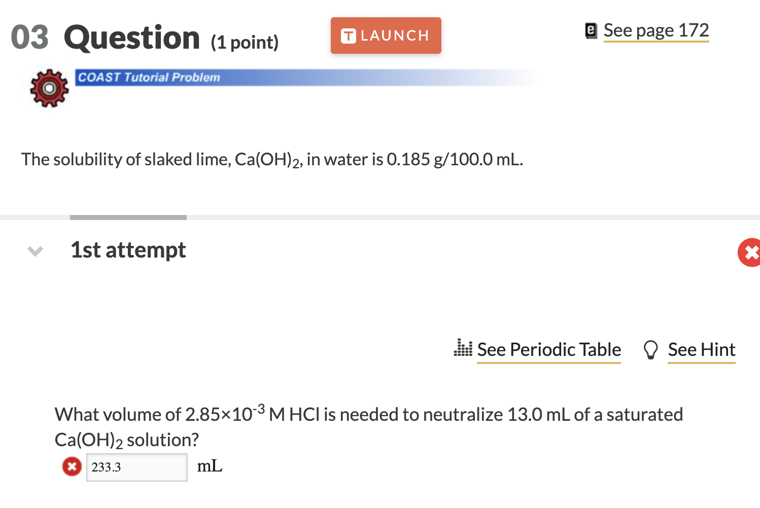 Solved 03 Question (1 point) LAUNCH e See page 172 COAST | Chegg.com