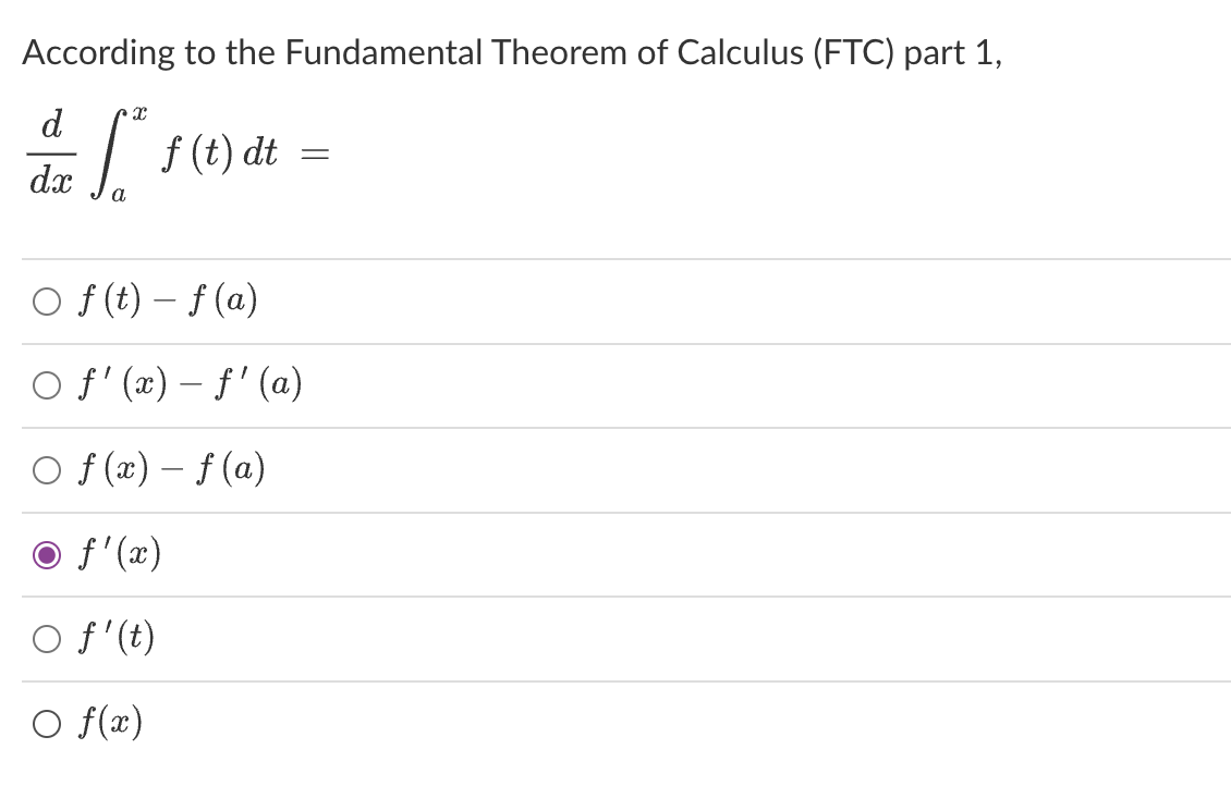 Solved According to the Fundamental Theorem of Calculus | Chegg.com