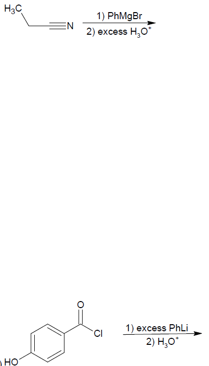 Solved H30 =N 1) PhMgBr 2) excess H20* CI 1) excess Phli 2) | Chegg.com