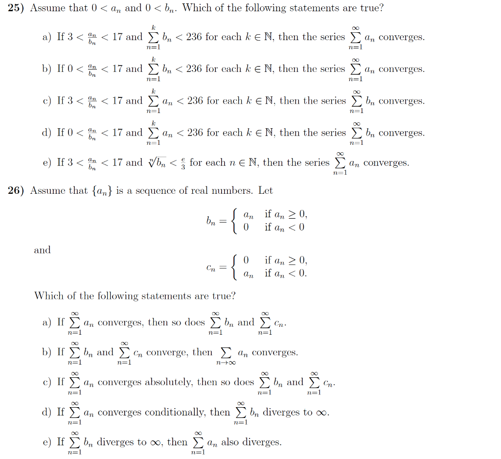 Solved 25) Assume that 0 0 if an | Chegg.com