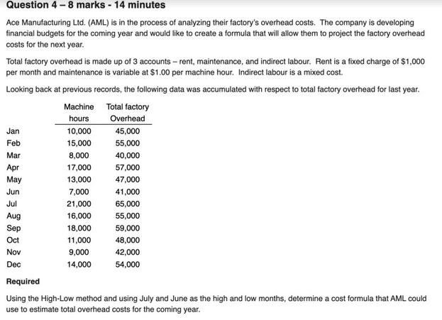 Solved Ace Manufacturing Ltd. (AML) is in the process of | Chegg.com