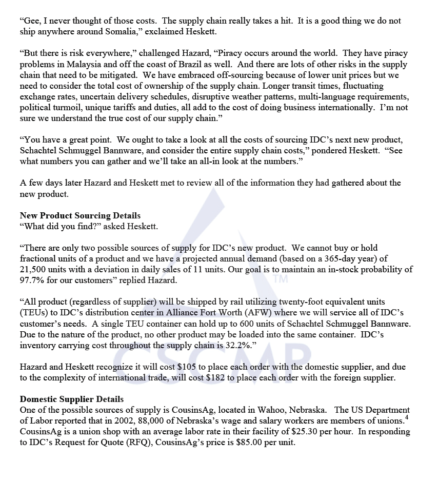 Solved Innovative Distribution Companv A Total Cost Approach | Chegg.com