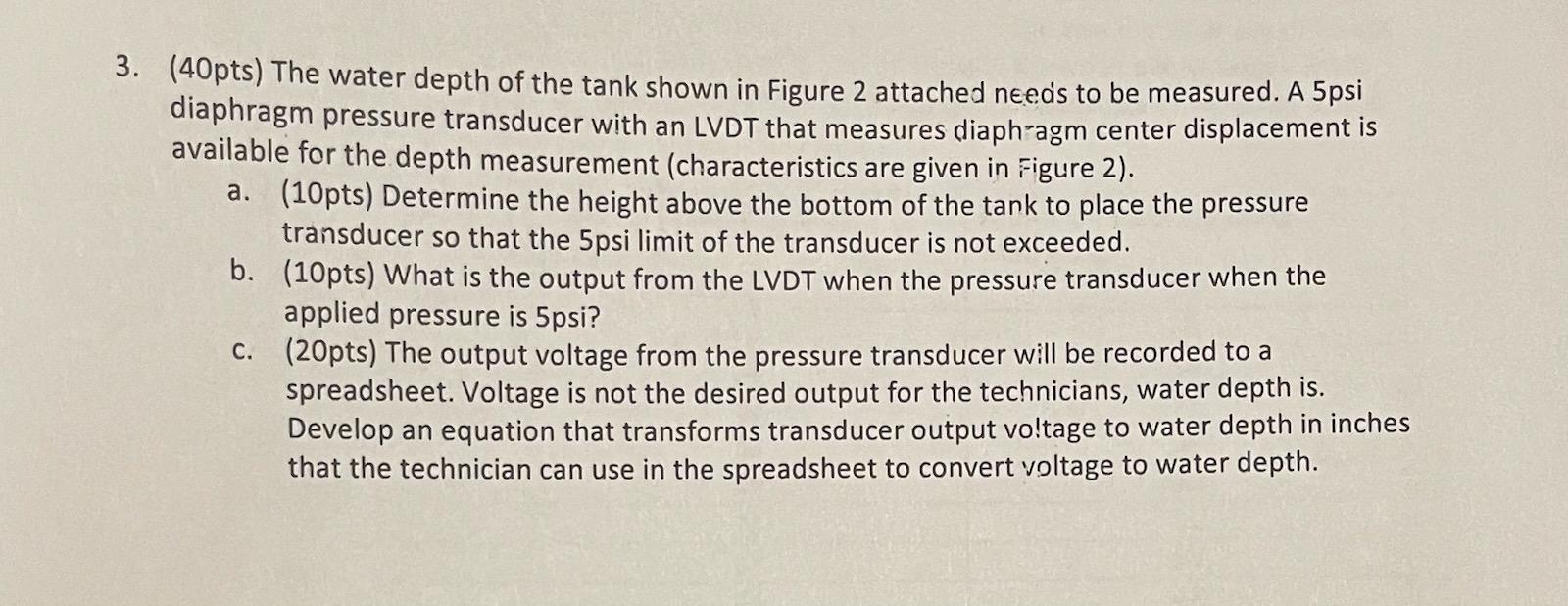 Solved 3. (40pts) The water depth of the tank shown in | Chegg.com