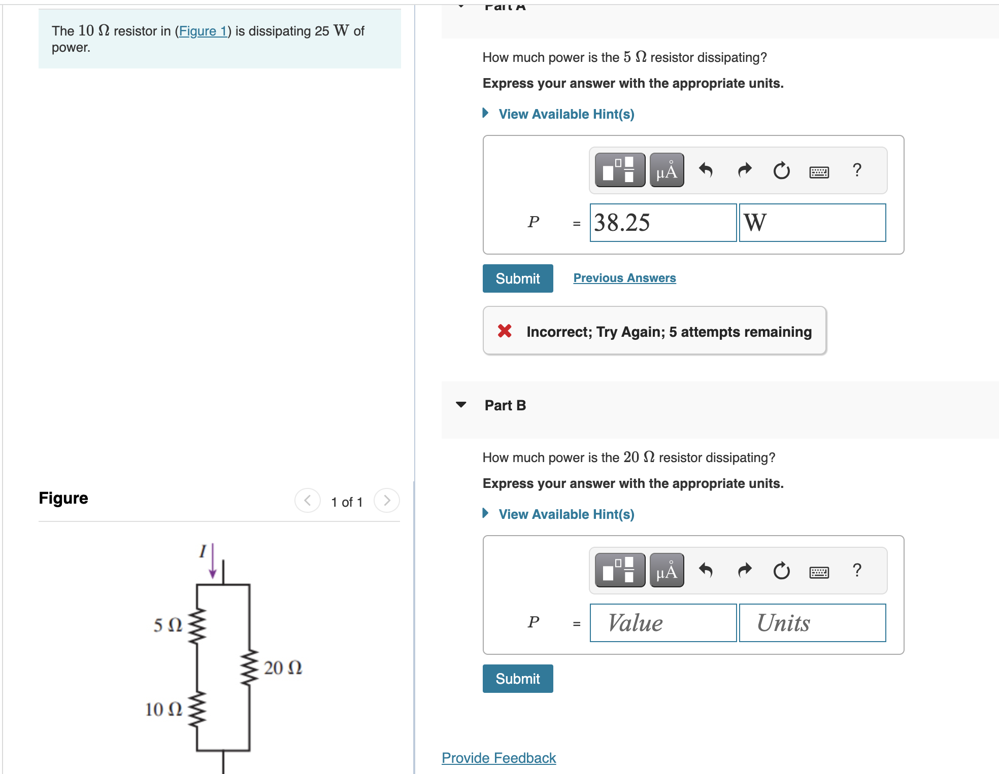 Solved The 10Ω resistor in (Figure 1) is dissipating 25 W of | Chegg.com