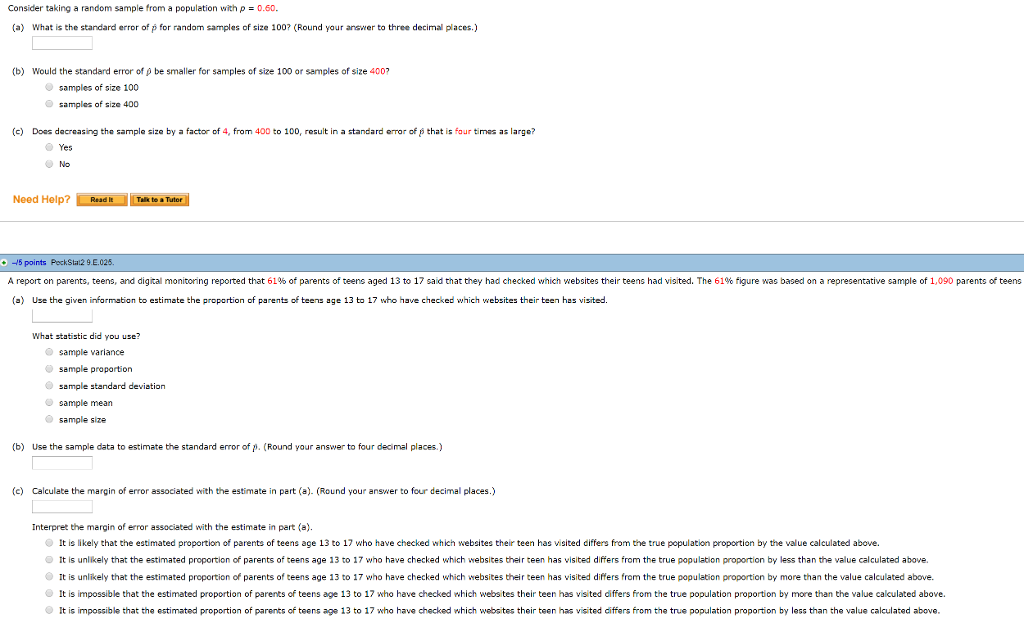 Solved Consider taking a random sample from a population | Chegg.com