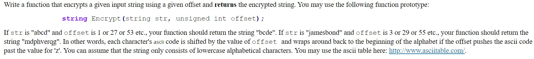 Solved Write A Function That Encrypts A Given Input String 8655