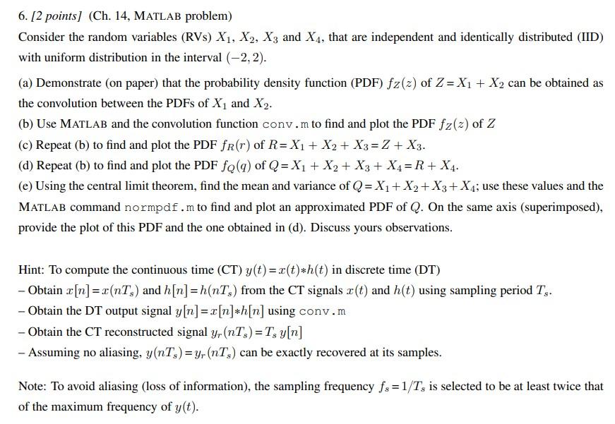 Consider the random variables (RVs) X1,X2,X3 and X4, | Chegg.com