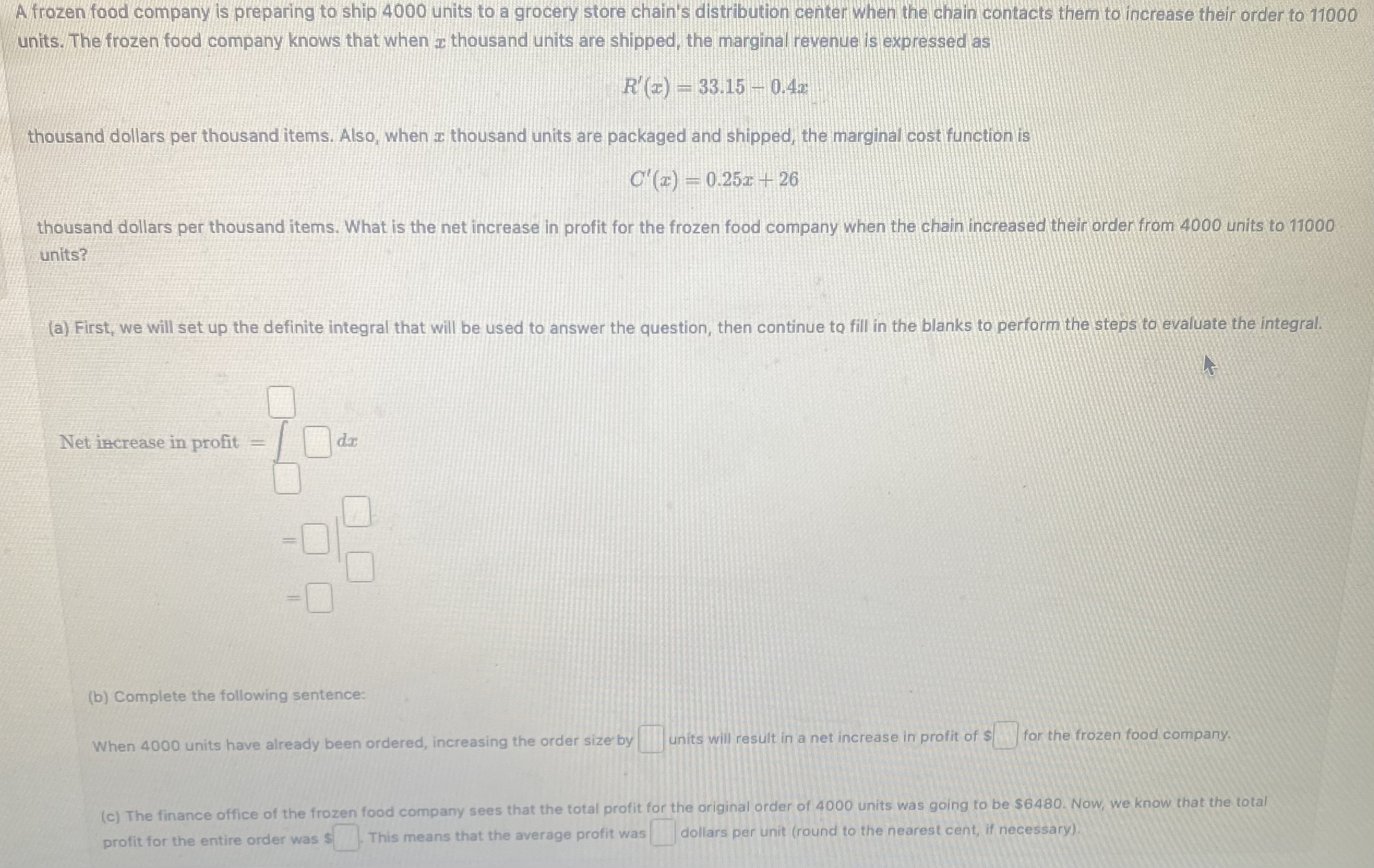 Solved R′(x)=33.15−0.4x thousand dollars per thousand items. | Chegg.com