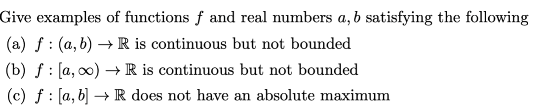Solved Give examples of functions f ﻿and real numbers a,b | Chegg.com