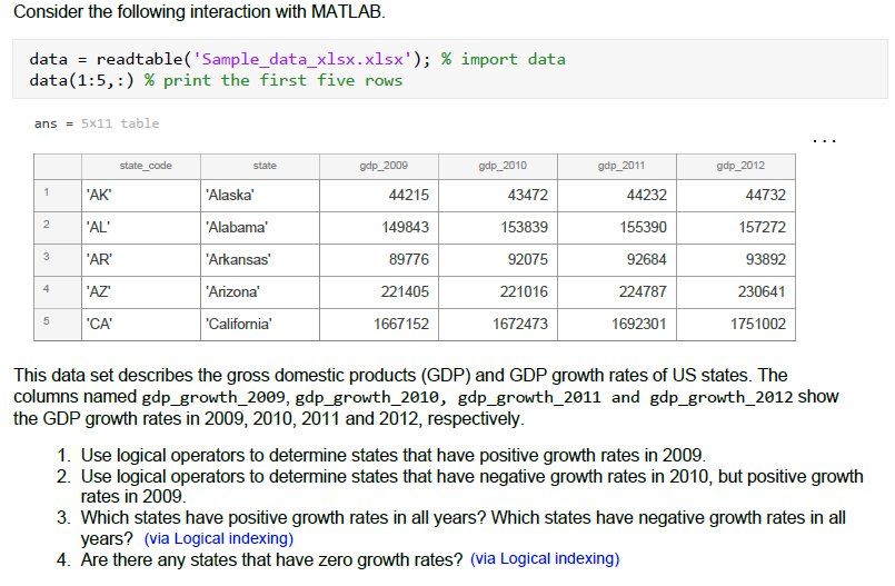Solved data = readtable('Sample_data_xlsx.xlsx'); \% import | Chegg.com