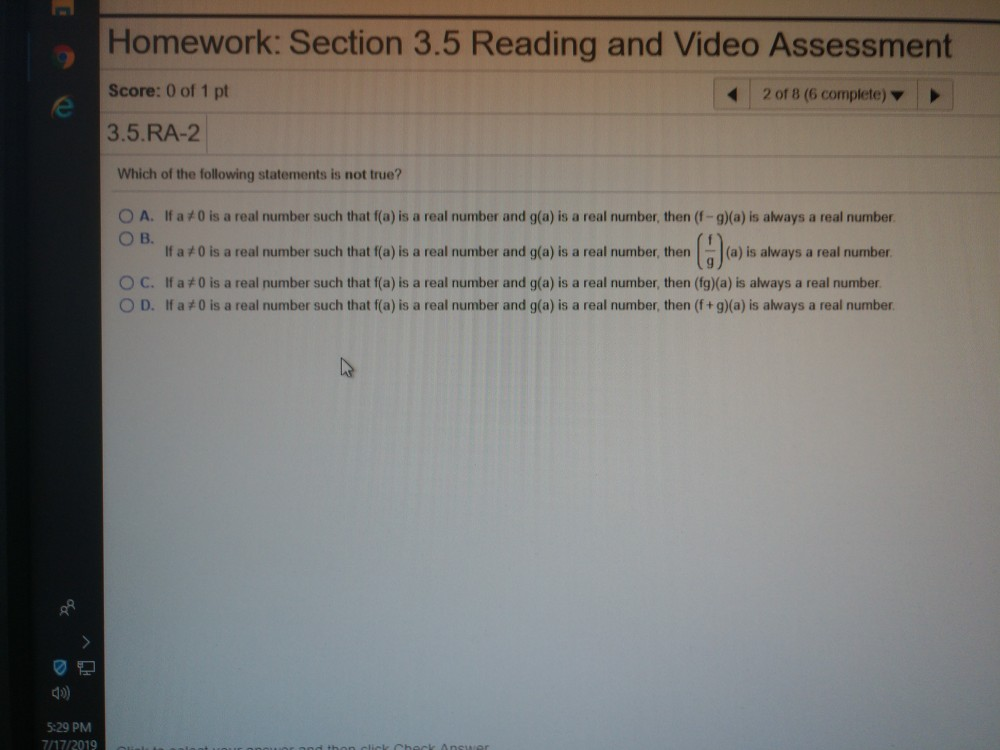 Solved Homework: Section 3.5 Reading and Video Assessment | Chegg.com