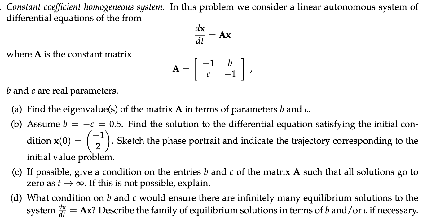 Solved Constant coefficient homogeneous system. In this | Chegg.com
