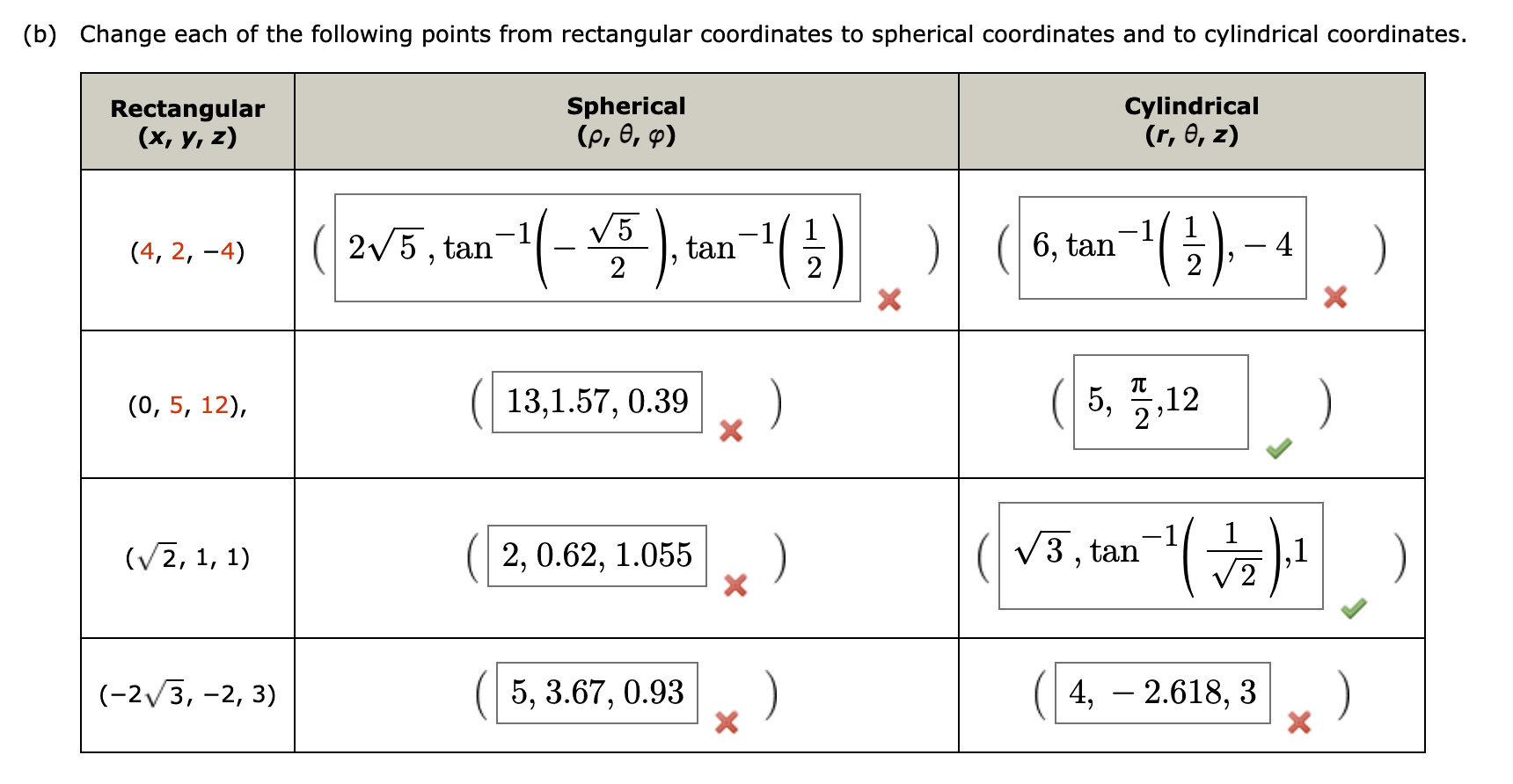 Solved The following points are given in cylindrical | Chegg.com