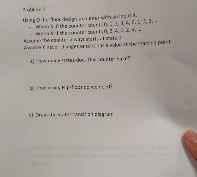 Solved Problem 7 Using D flip-flops design a counter with an | Chegg.com