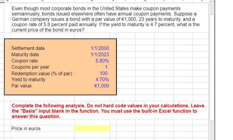 Solved *ANSWER MUST BE IN FORMULA FORM IN EXCEL* *NEED | Chegg.com