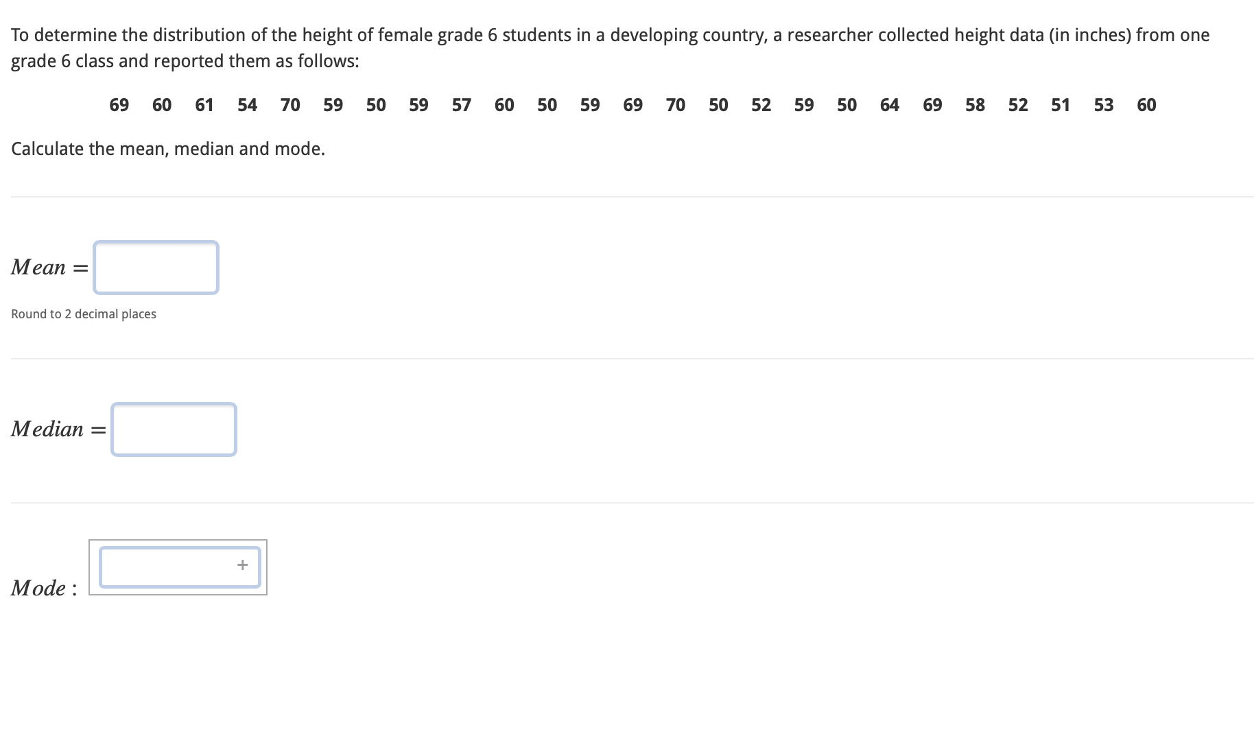 Solved To determine the distribution of the height of female | Chegg.com