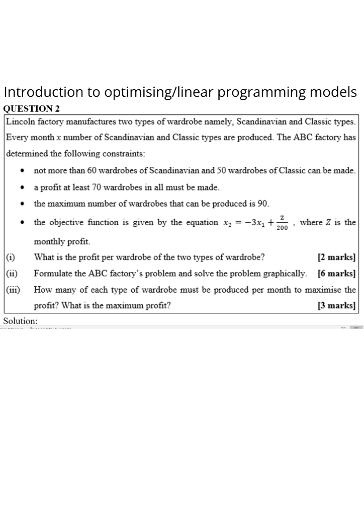 Solved Introduction to optimising/linear programming models | Chegg.com
