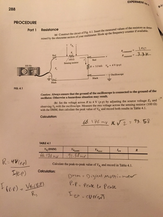 Solved Experiment 288 Procedure Part 1 Resistance A