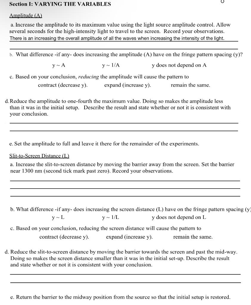 Part II: Mathematics of Fringe Patterns Because light | Chegg.com