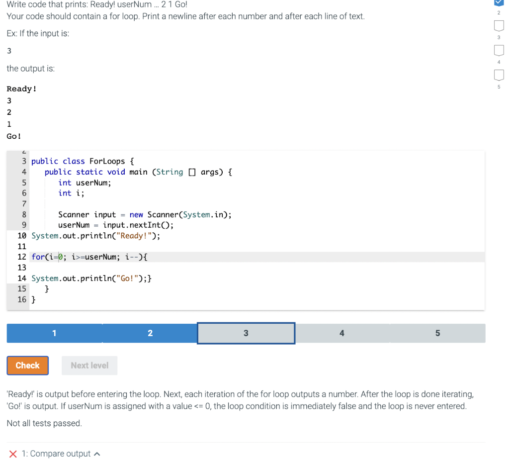 Solved Write code that prints: Ready! userNum ... 21 Go! | Chegg.com