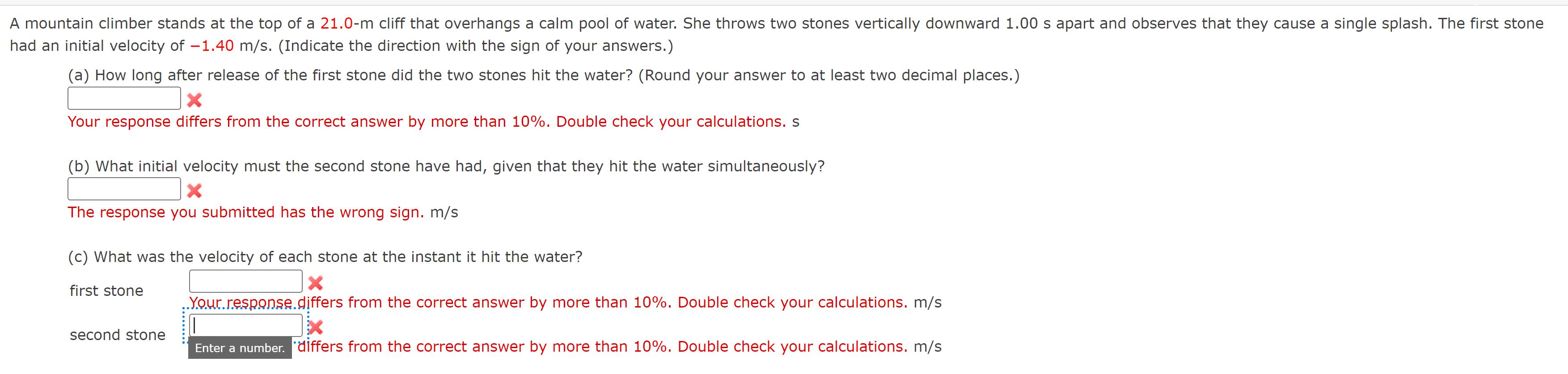 Solved had an initial velocity of −1.40 m/s. (Indicate the | Chegg.com