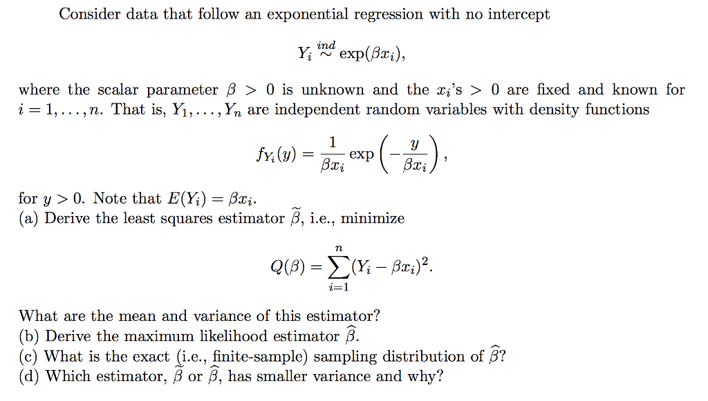 Solved Consider data that follow an exponential regression | Chegg.com