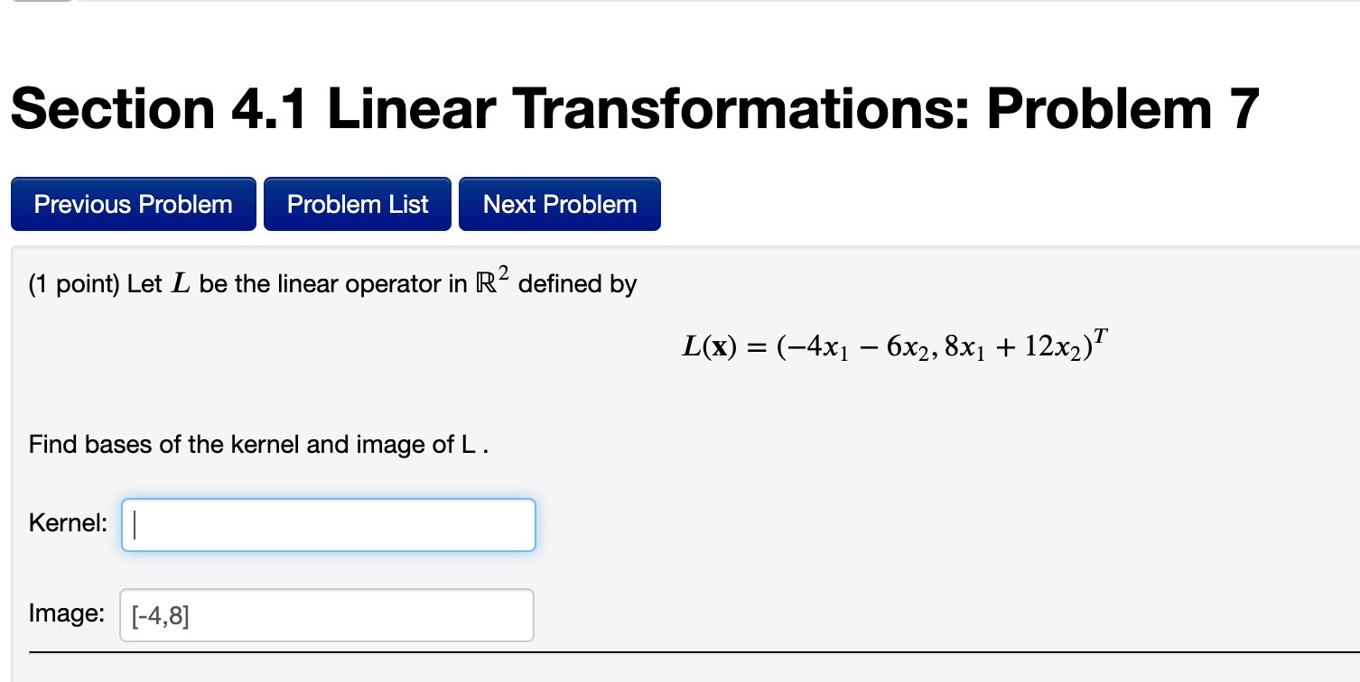 Solved Section 4 1 Linear Transformations Problem 7