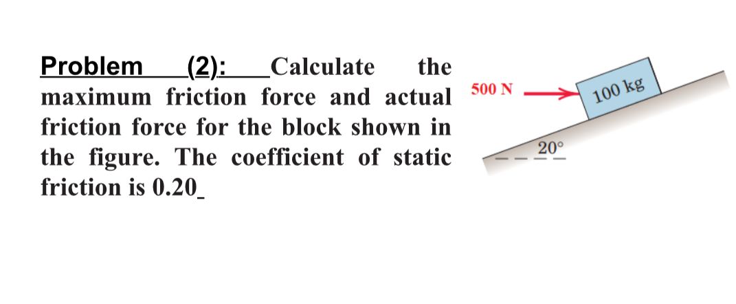 Solved Problem (1):Calculate the maximum friction force and | Chegg.com