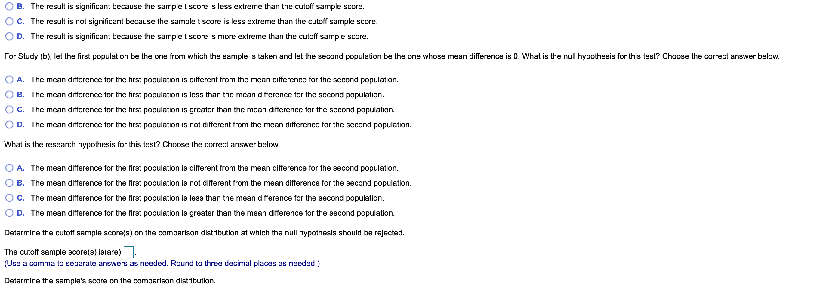 Cutoff Scores for the t Distribution | Chegg.com