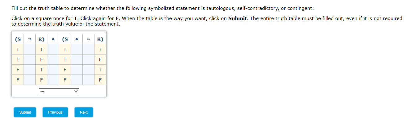 Solved Fill Out The Truth Table To Determine Whether The
