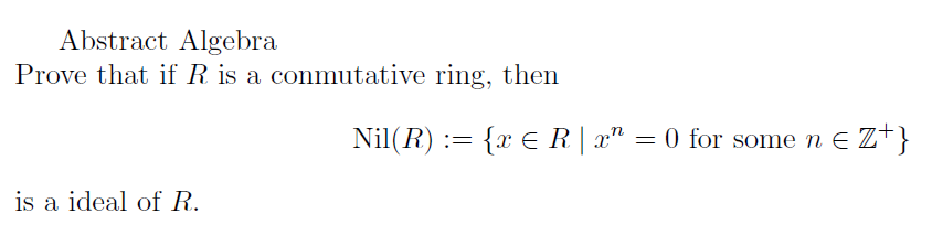 Solved Abstract Algebra Prove that if R is a conmutative | Chegg.com