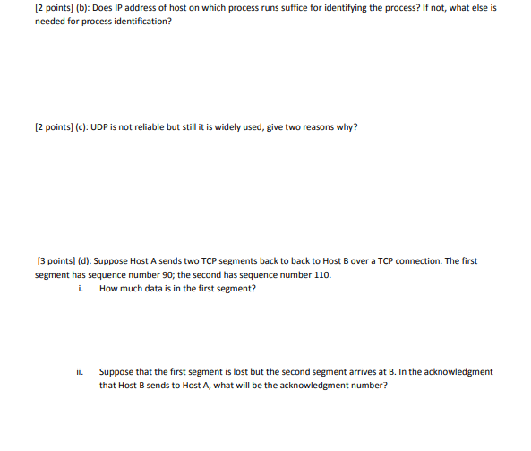 Solved [2 points] (b): Does IP address of host on which | Chegg.com