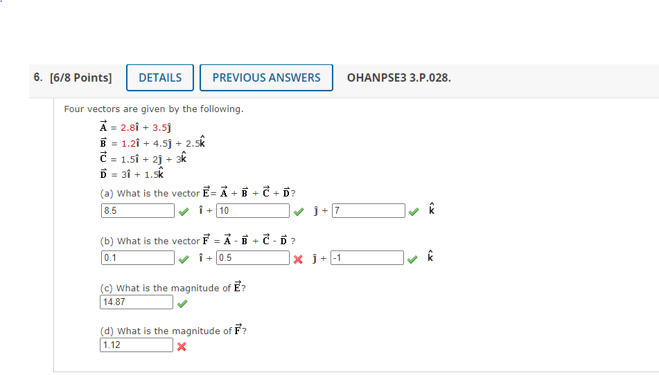 Solved (a) Find the component of A along B. in m (b) Find | Chegg.com