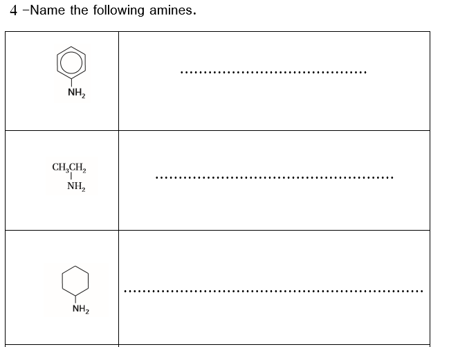 Solved 4 -Name the following amines. | Chegg.com Solved 4 -Name the following amines. | Chegg.com