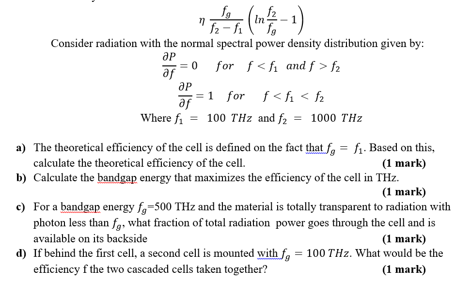 Solved The theoretical efficiency of the cell is defined on | Chegg.com