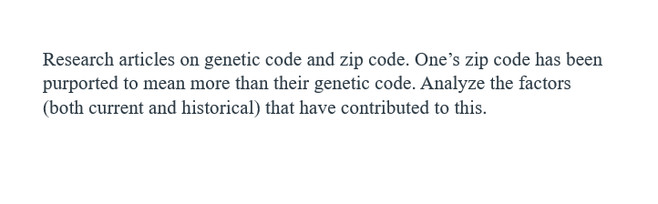Solved Research articles on genetic code and zip code. One's | Chegg.com