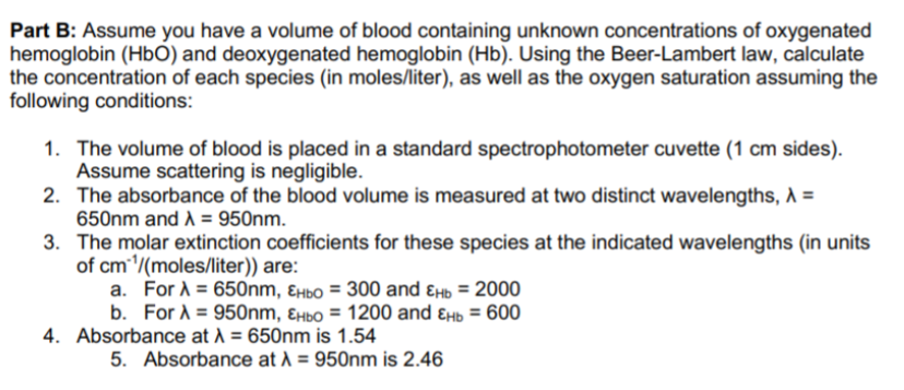 Solved Part B: Assume you have a volume of blood containing | Chegg.com