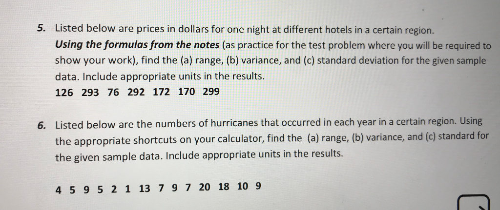 Solved 5. Listed below are prices in dollars for one night | Chegg.com