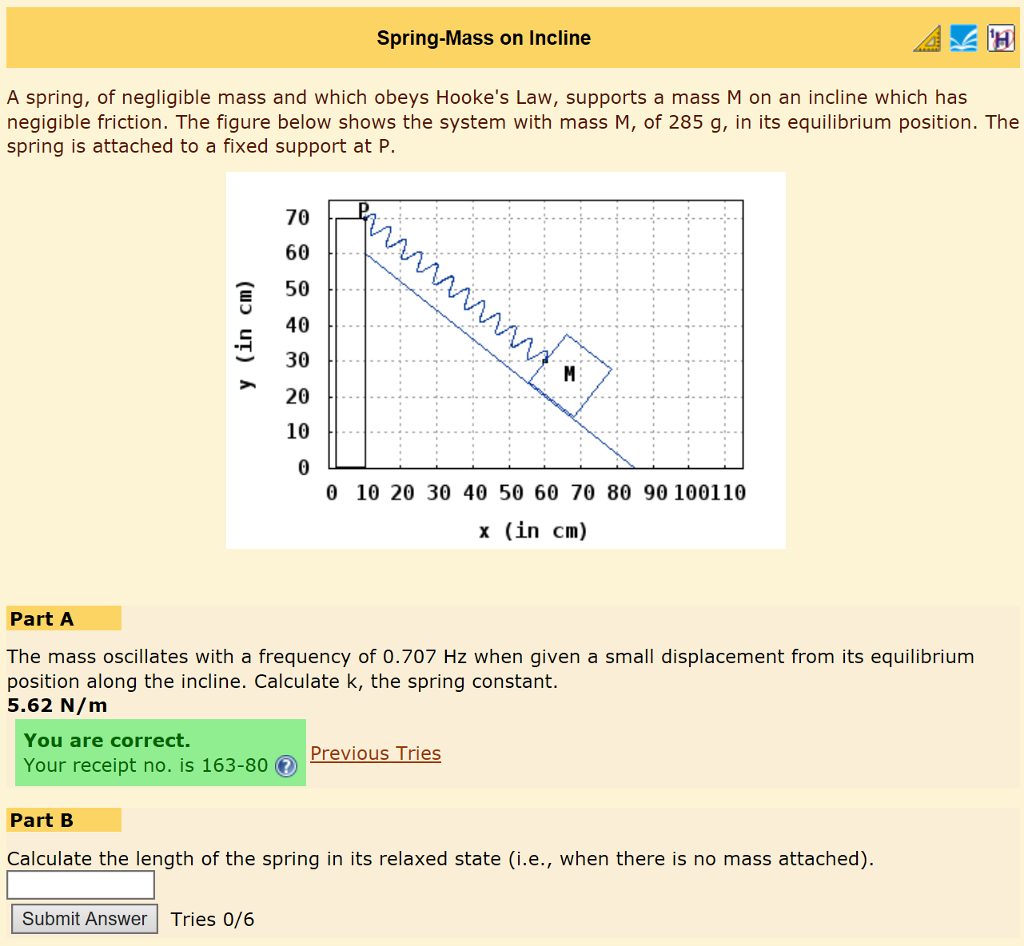 Solved Spring-Mass on Incline A spring, of negligible mass | Chegg.com