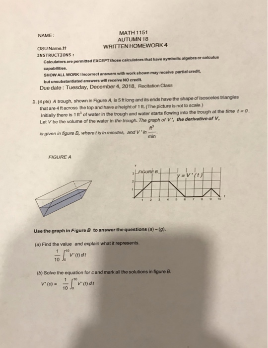 Solved MATH 1151 AUTUMN 18 NAME: WRITTEN HOMEWORK 4 OSU | Chegg.com