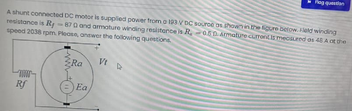 Solved A-) Calculate field winding current in terms of | Chegg.com