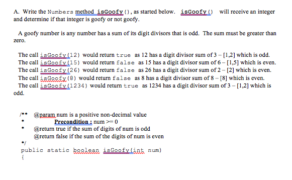 Solved The following Numbers class will be used to analyze | Chegg.com