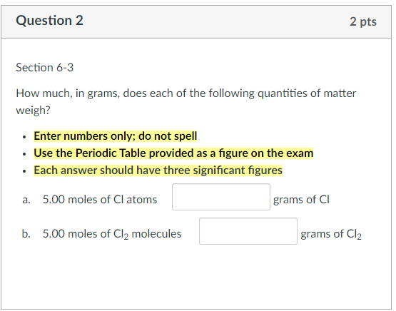 Solved section 6-3 How much, in grams, does each of the | Chegg.com